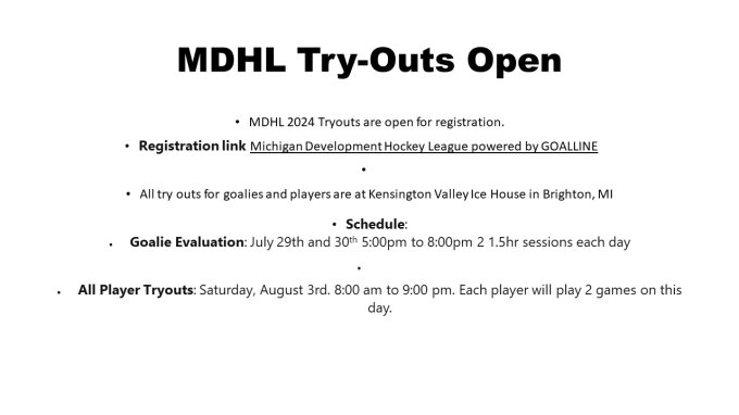 Michigan Development Hockey League powered by GOALLINE.ca